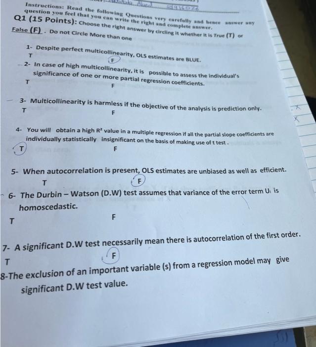 Solved 3- Multicollinearity is harmless if the objective of | Chegg.com