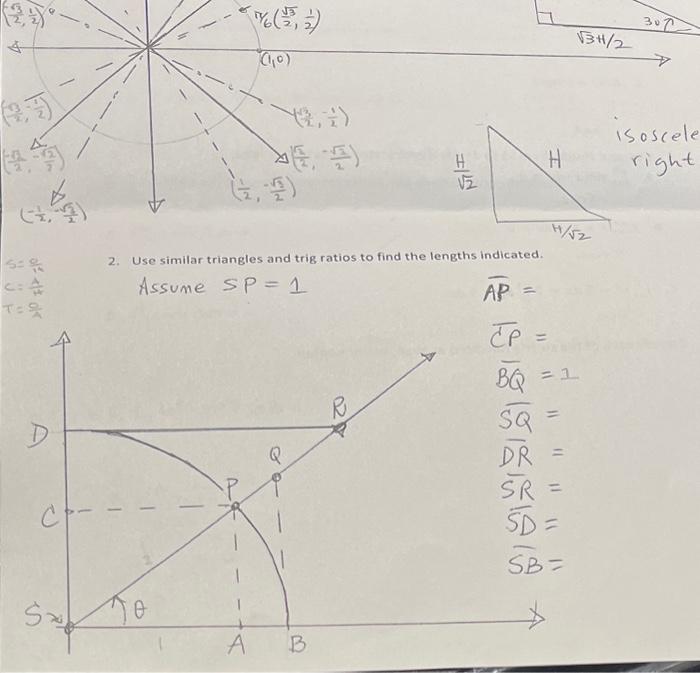 2. Use similar triangles and trig ratios to find the | Chegg.com