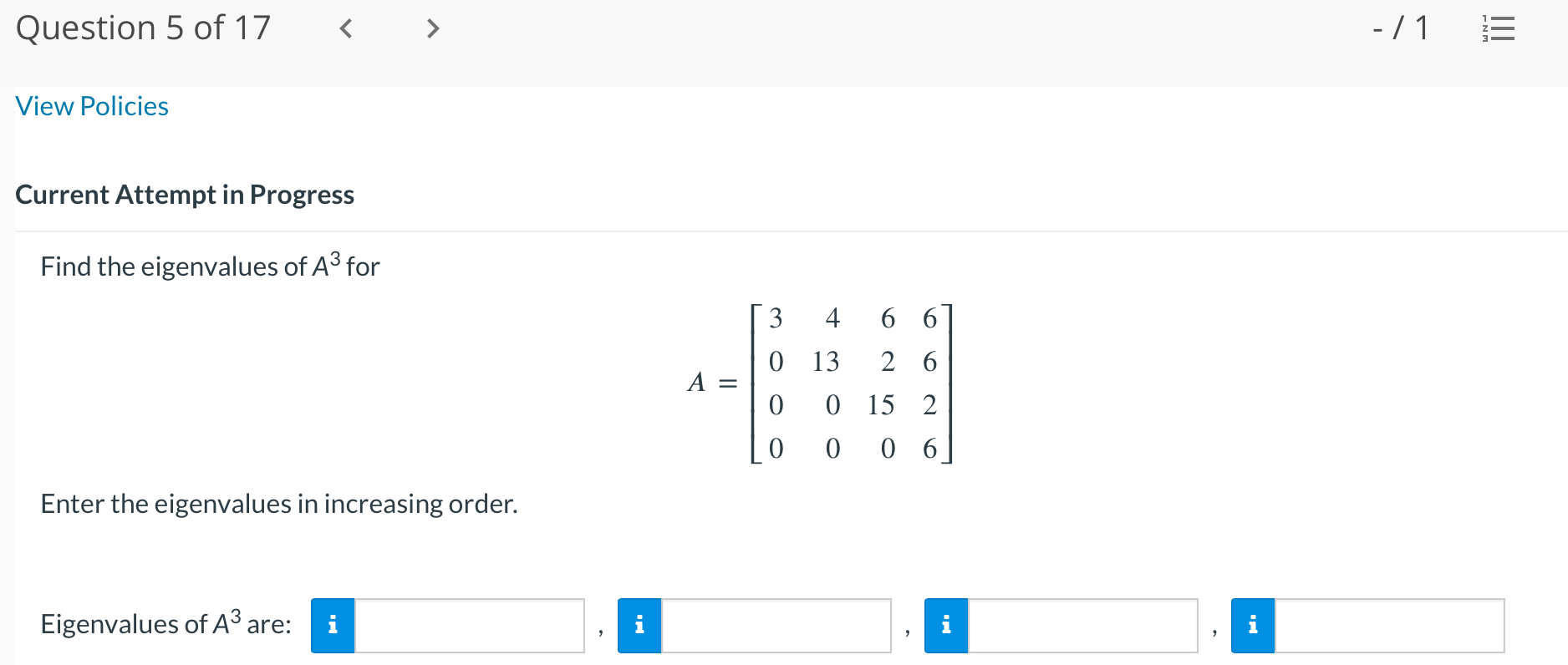 Solved Question 5 of 17view Policiescurrent Attempt In