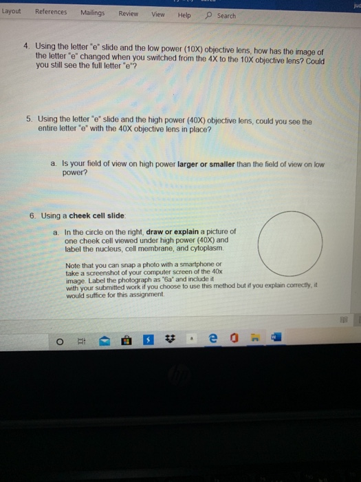 3. Using the letter "e" slide and the 4x (scanning) | Chegg.com