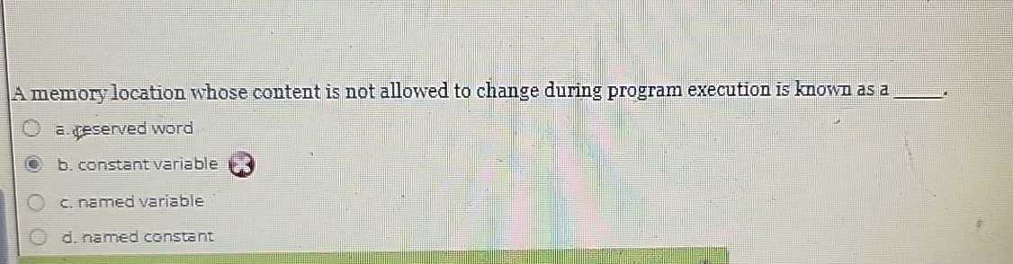 Solved A memory location whose content is not allowed to | Chegg.com