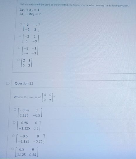 Solved Which mats will be used as the inverted coefficient | Chegg.com