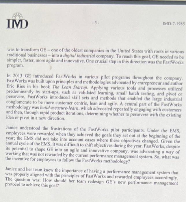 Solved PERFORMANCE DEVELOPMENT AT GE: SHAPING A | Chegg.com