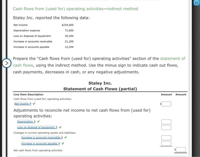 Solved Cash flows from (used for) operating | Chegg.com