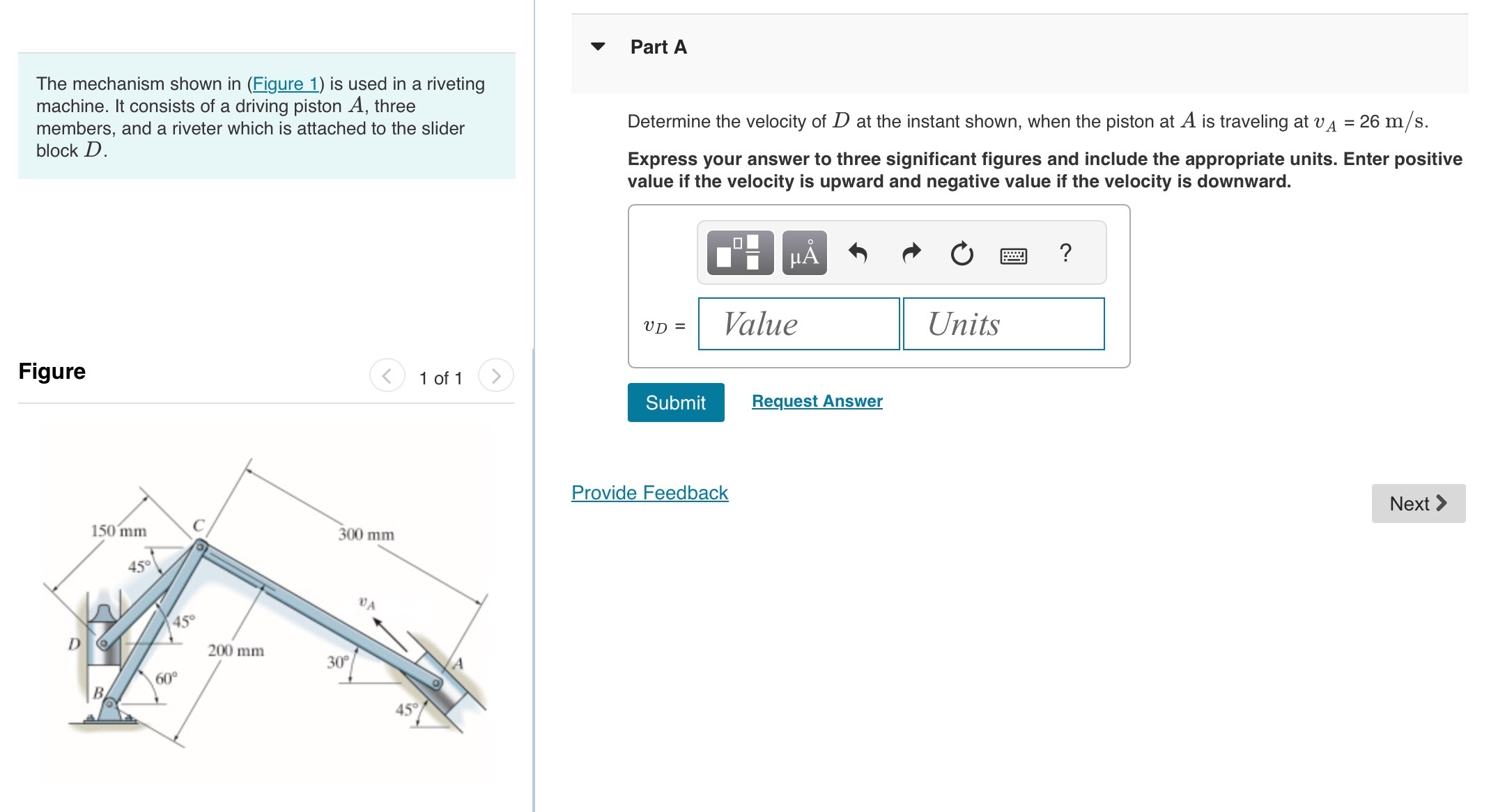 Solved The mechanism shown in (Figure 1) ﻿is used in a | Chegg.com