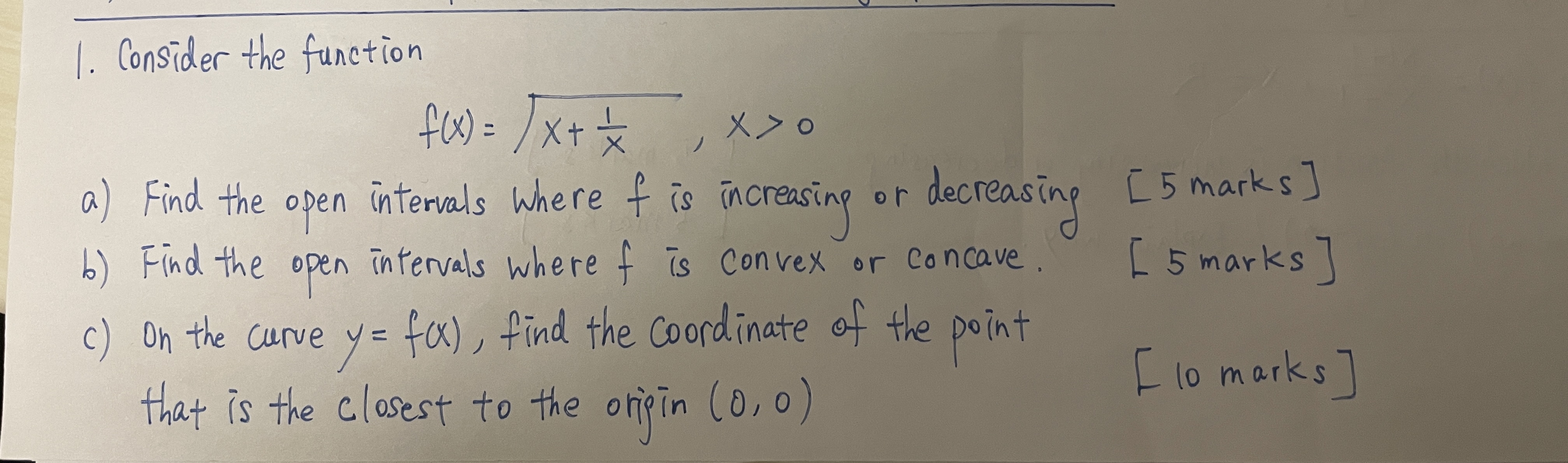 Solved Consider the functionf(x)=x+1x2,x>0a) ﻿Find the open | Chegg.com