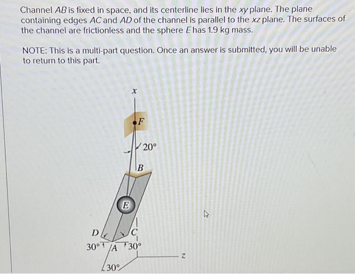 Solved Channel AB is fixed in space, and its centerline lies | Chegg.com