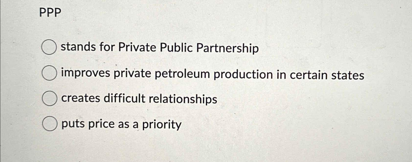 Solved PPPstands for Private Public Partnershipimproves | Chegg.com