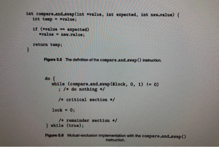 Solved Code For Compareandswap Instruction Fig 55 And 0516