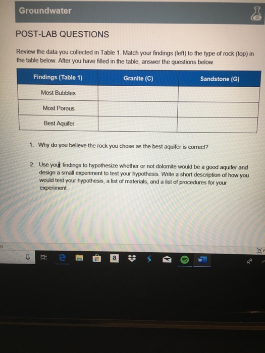 Solved EXERCISE 1 DATA SHEET Table 1. Rock Porosity Data | Chegg.com