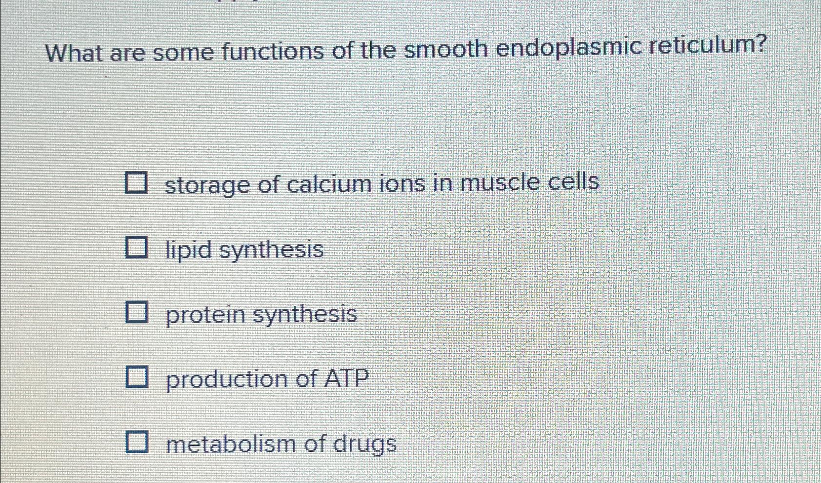 Solved What are some functions of the smooth endoplasmic | Chegg.com