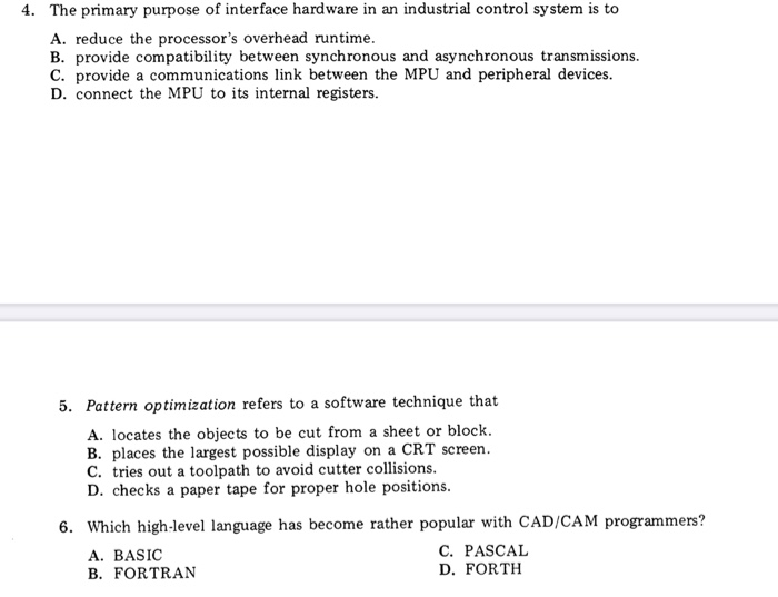 Solved 4. The primary purpose of interface hardware in an | Chegg.com