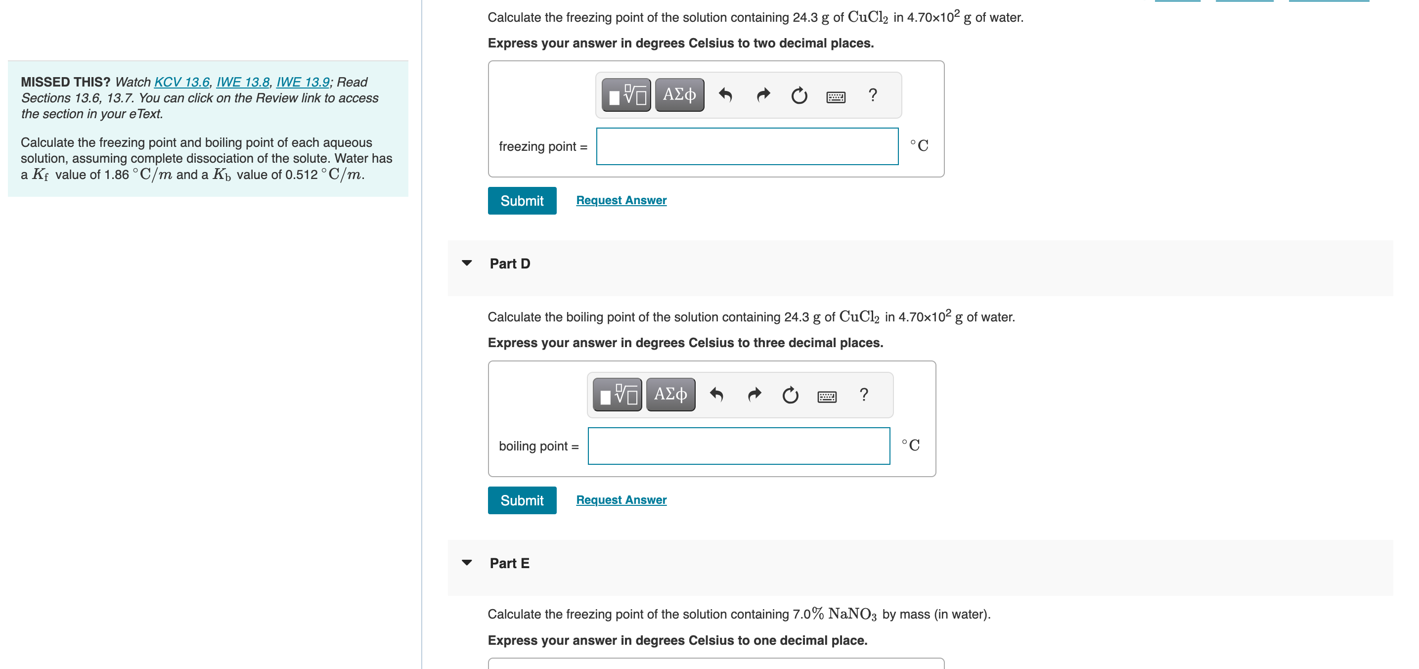 Solved Calculate the freezing point of the solution | Chegg.com