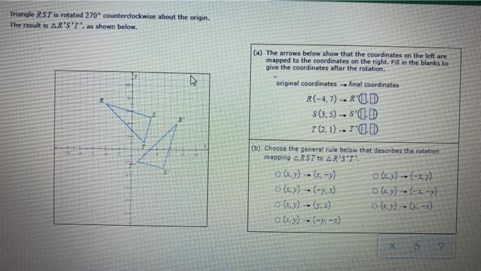 Solved Triangle RST is rotated 270° counterclockwise about | Chegg.com