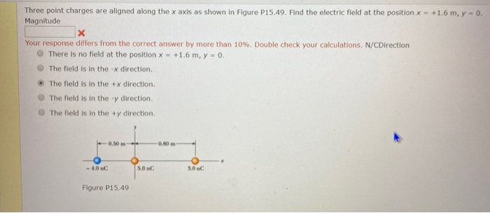 Solved Three point charges are aligned along the x axis as | Chegg.com
