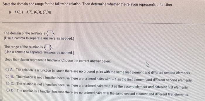 Solved State the domain and range for the following | Chegg.com