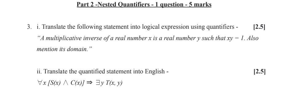 Solved i. Translate the following statement into logical | Chegg.com