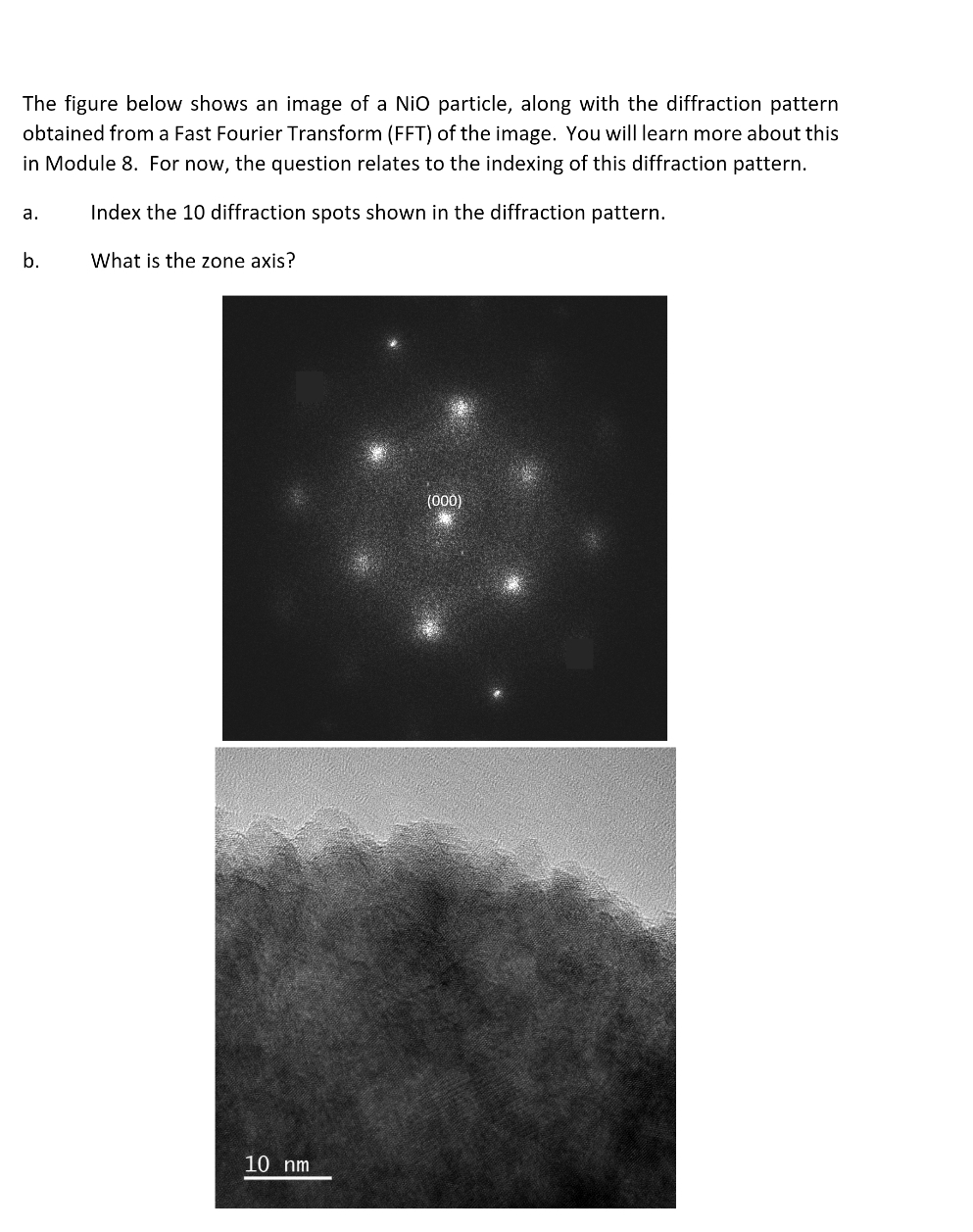 Solved The figure below shows an image of a NiO particle, | Chegg.com