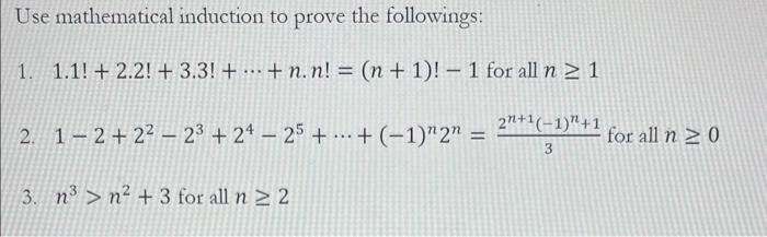 Solved Use mathematical induction to prove the followings: | Chegg.com