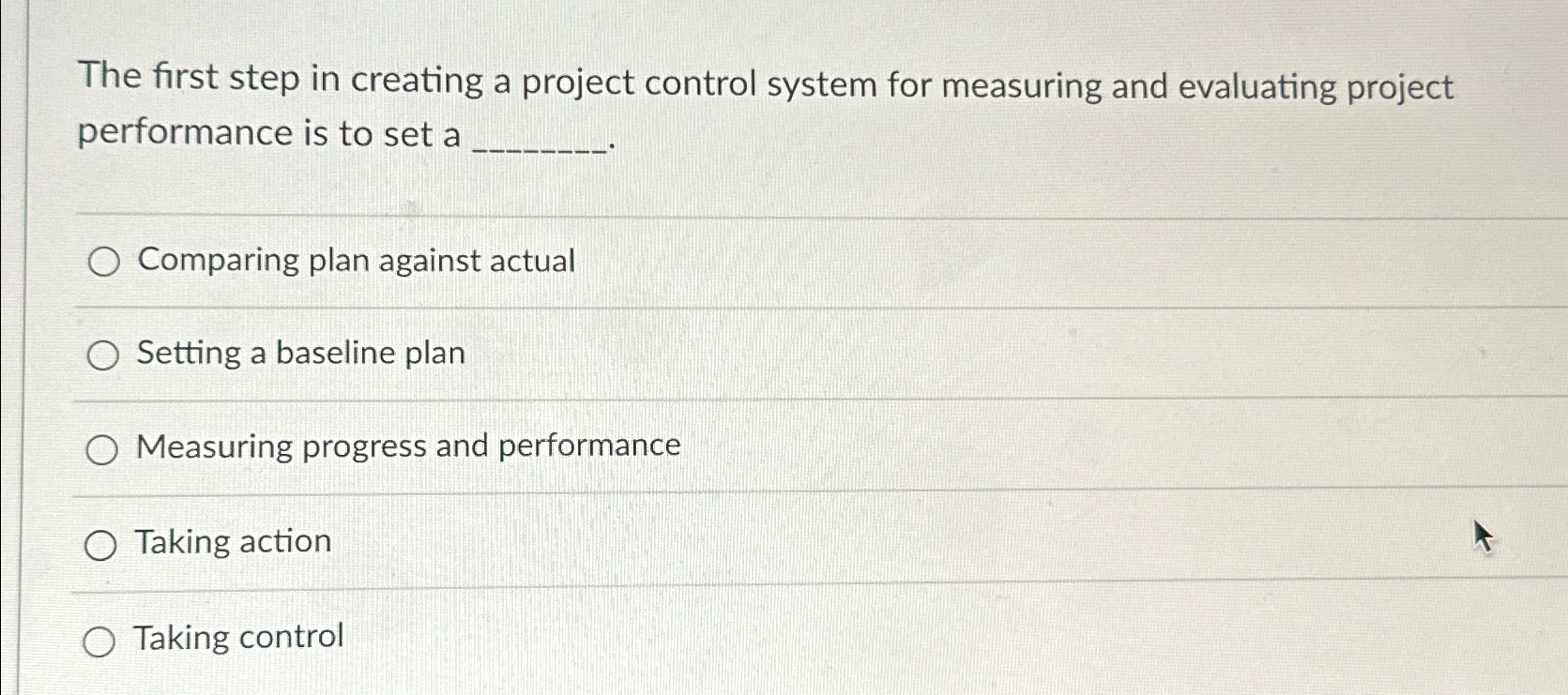 Solved The first step in creating a project control system | Chegg.com
