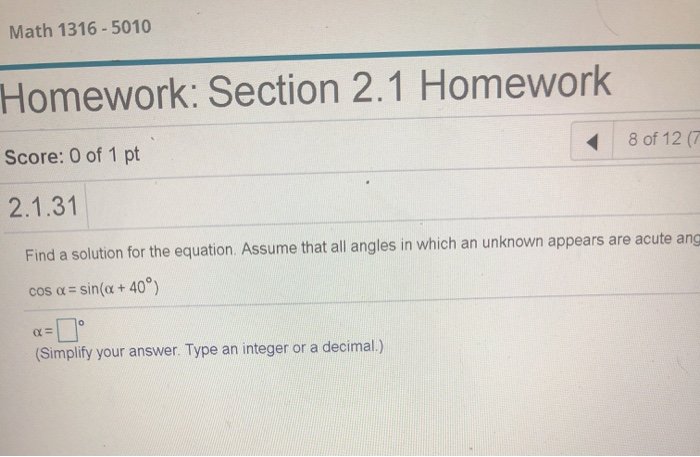 Solved Math 1316-5010 Homework: Section 2.1 Homework 8 of 12 | Chegg.com