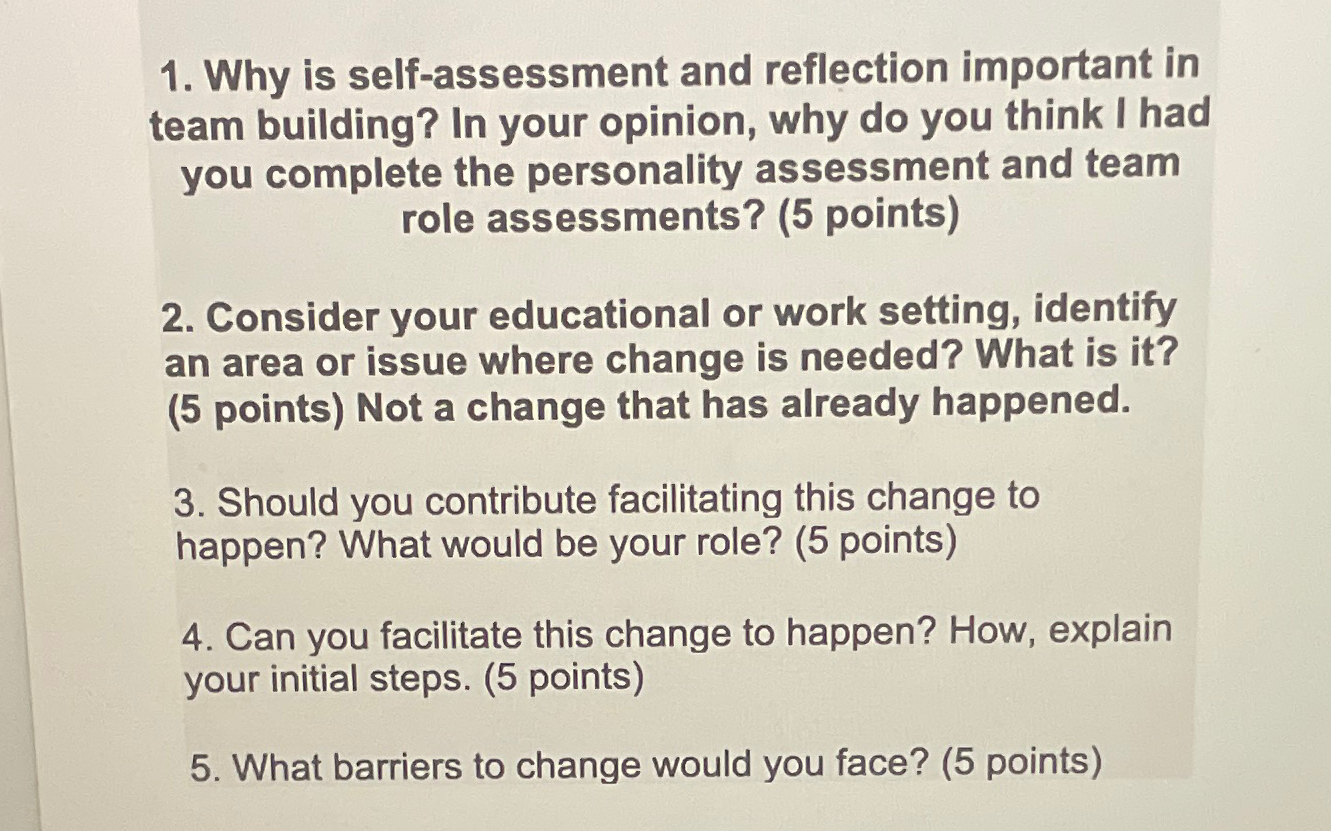 Solved Why is self-assessment and reflection important in | Chegg.com