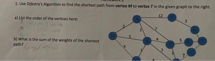 [Solved]: 1. Use Dijkstra's Algorithm to find the shorte