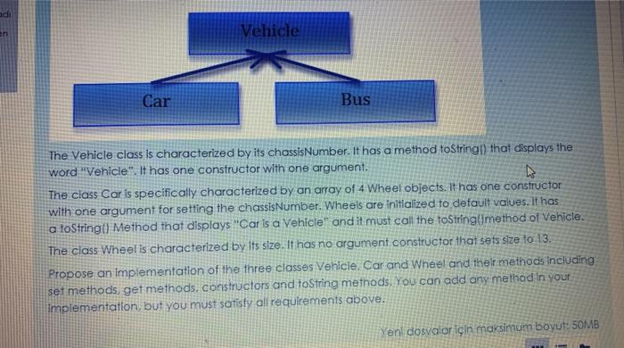 Solved Vehicle Car Bus The Vehicle class is characterized by | Chegg.com