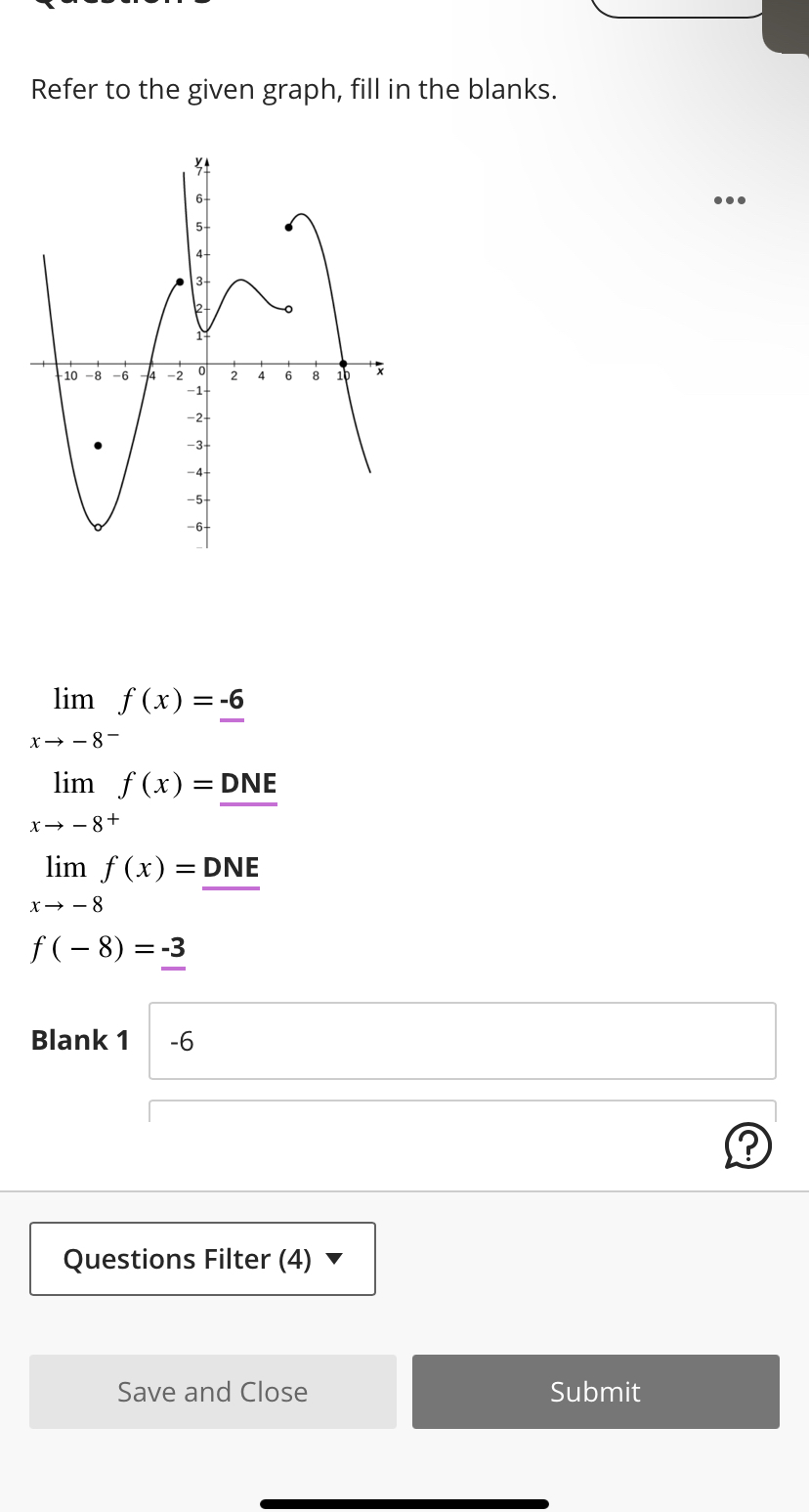 Solved Refer To The Given Graph Fill In The