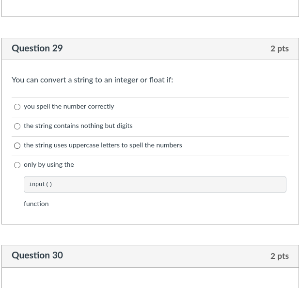 Solved Question 29You can convert a string to an integer or | Chegg.com