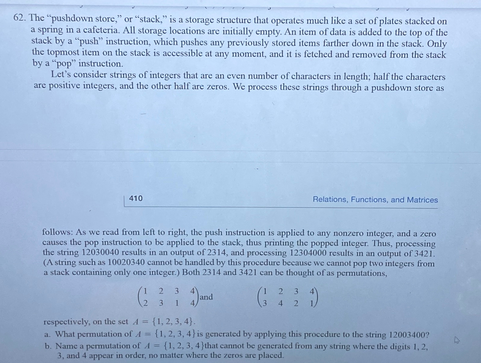 Solved The "pushdown store," or "stack," is a storage | Chegg.com