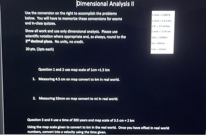 Solved Dimensional Analysis II Use the conversion on the | Chegg.com