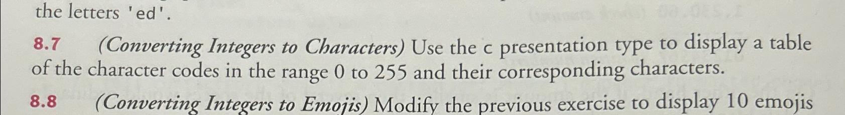 Solved 8.7 (Converting Integers to Characters) ﻿Use the c | Chegg.com