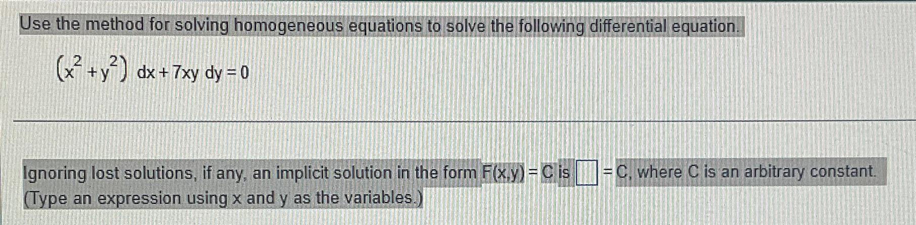 Solved Use the method for solving homogeneous equations to | Chegg.com