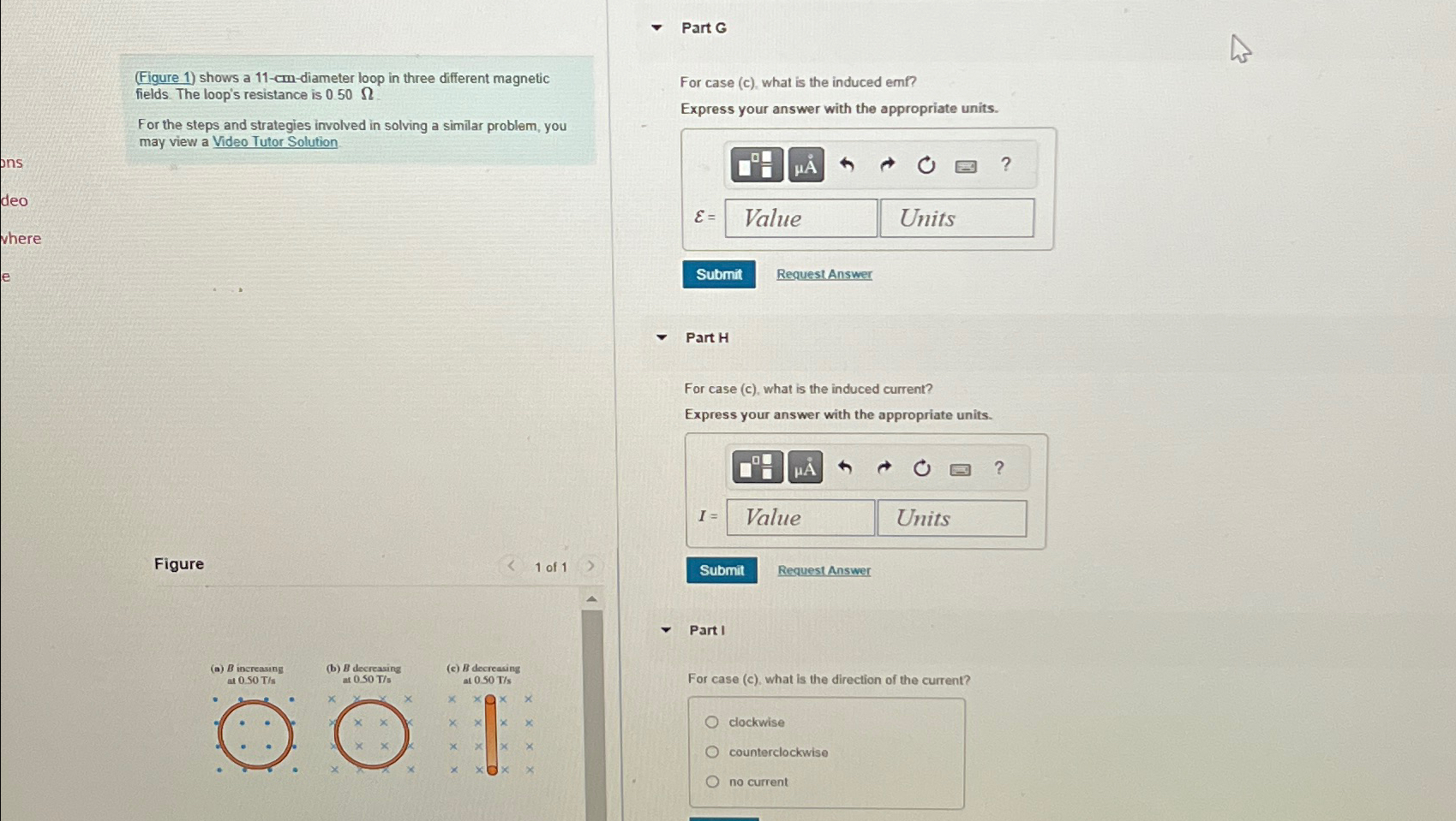 Solved Part G(Figure 1) ﻿shows a 11-cm-diameter loop in | Chegg.com