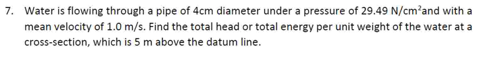 Solved Water is flowing through a pipe of 4 ﻿cm diameter | Chegg.com