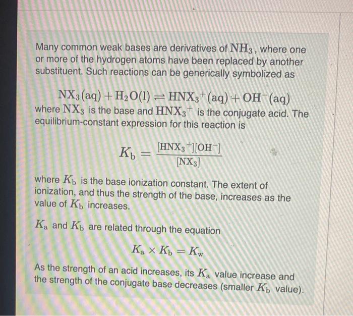 Solved Part A- If Kb for NX3 is 1.5x10^-6 what is the pOH of | Chegg.com