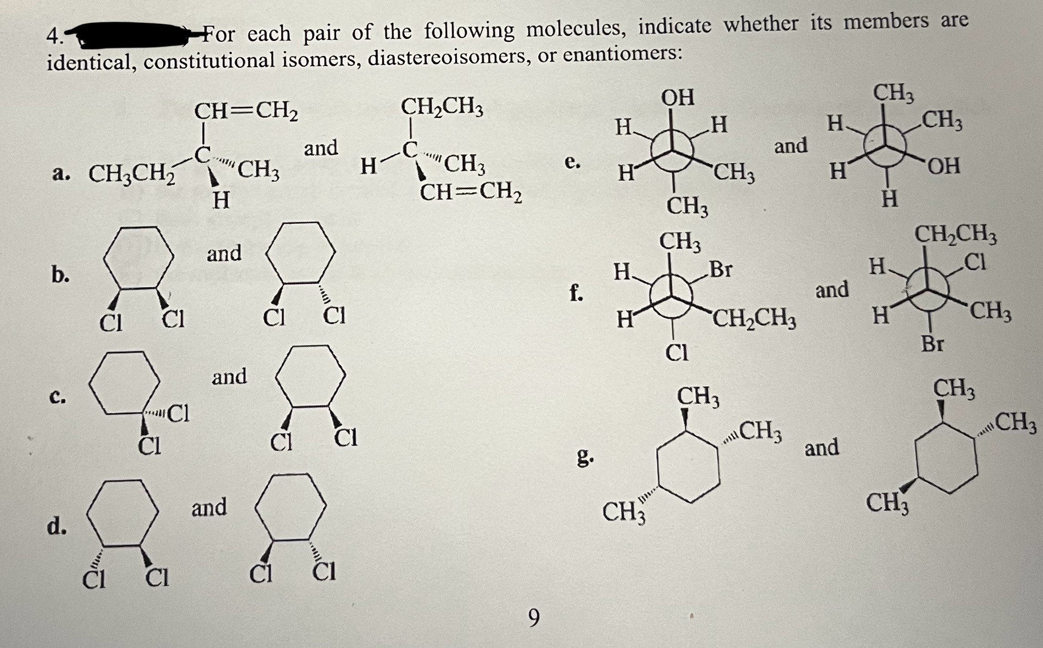 Solved For each pair of the following molecules, indicate | Chegg.com