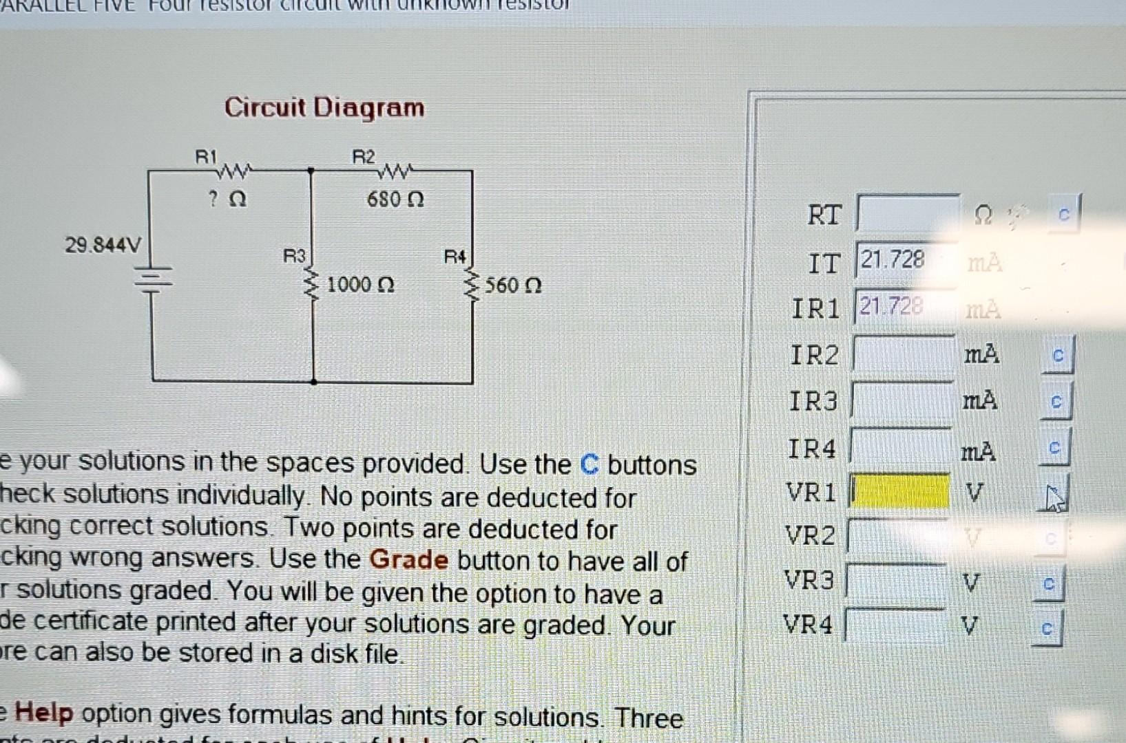 Solved Circuit Diagram your solutions in the spaces | Chegg.com