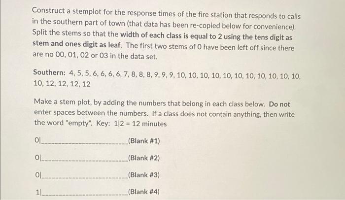 Solved Construct a stemplot for the response times of the | Chegg.com