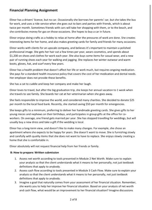 Financial Planning Assignment Introduction Your | Chegg.com