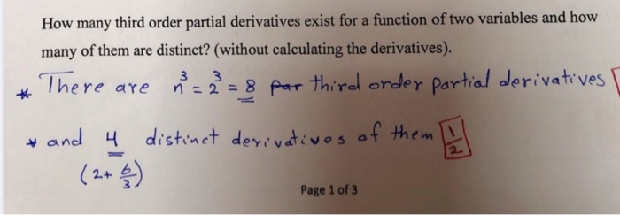 Solved How many third order partial derivatives exist for a | Chegg.com