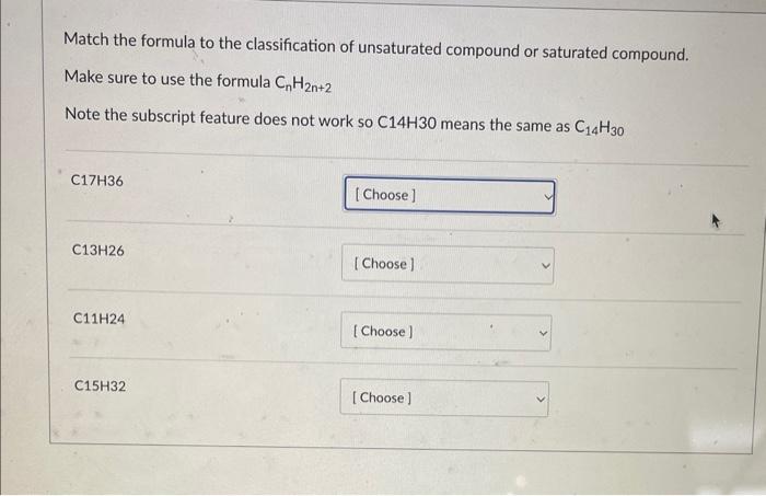 Solved Match the formula to the classification of | Chegg.com