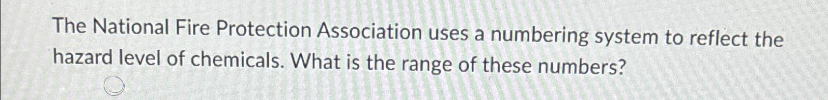 Solved The National Fire Protection Association uses a | Chegg.com
