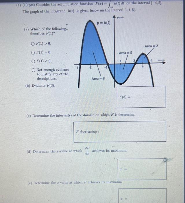 Solved (1) (10 pts) Consider the accumulation function | Chegg.com