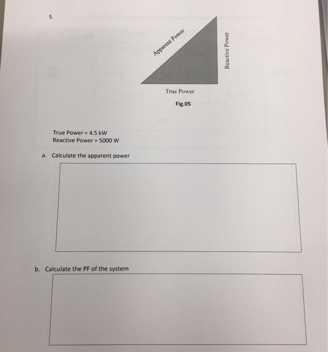 Solved 5. Reactive Power Apparent Power True Power Fig.05 | Chegg.com