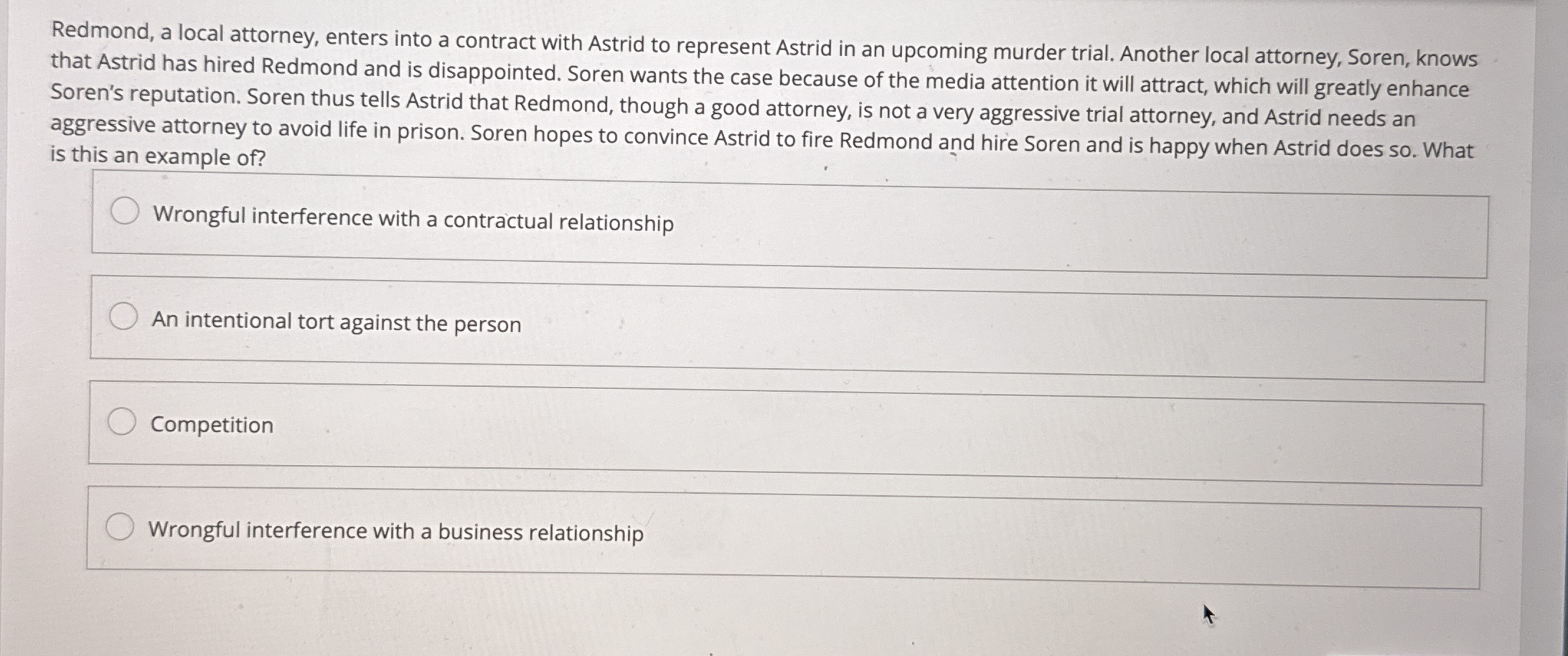 Solved Redmond, a local attorney, enters into a contract | Chegg.com