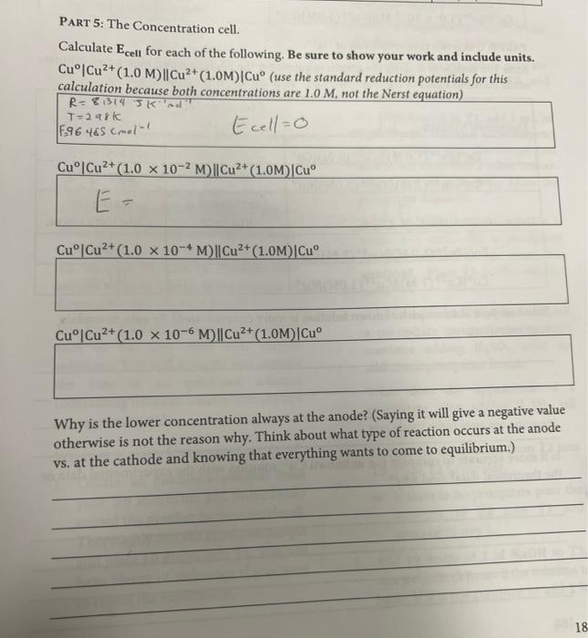 Solved Fill in the chart below with your experimental data | Chegg.com