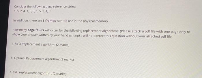 Solved Consider the following page reference string: 1.5, 2, | Chegg.com