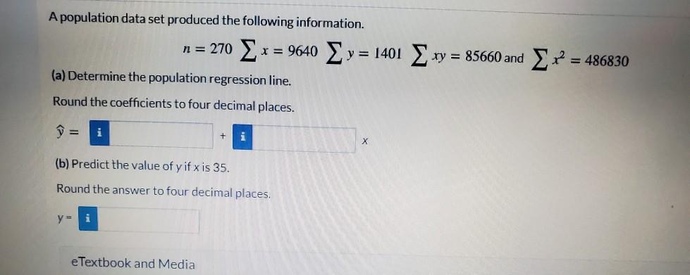 Solved A population data set produced the following | Chegg.com